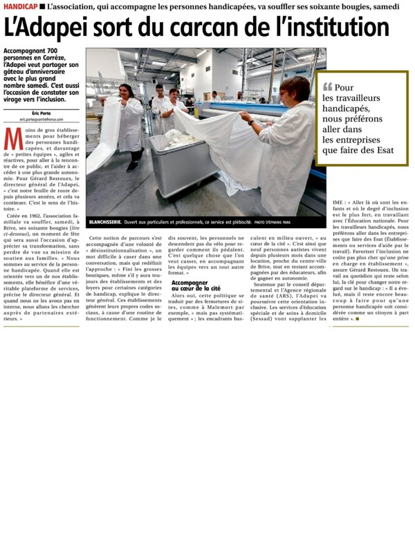 L'Adapei sort du carcan de l'institution. - Site de l'Adapei de la Corrèze